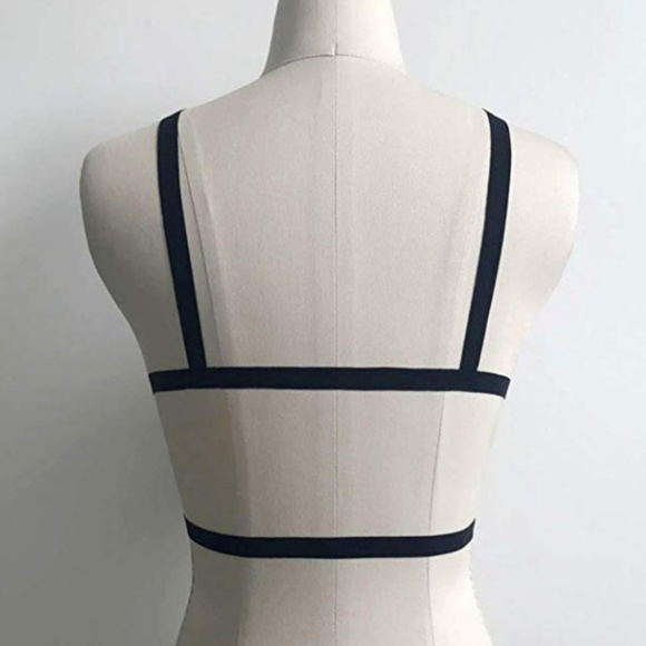 Intimates & Sleepwear | Black Strappy Star Harness Bralette Os | Poshmark